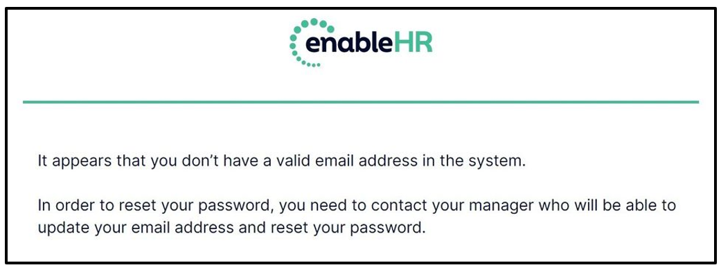 User: How to reset your core enableHR User password – enableHR